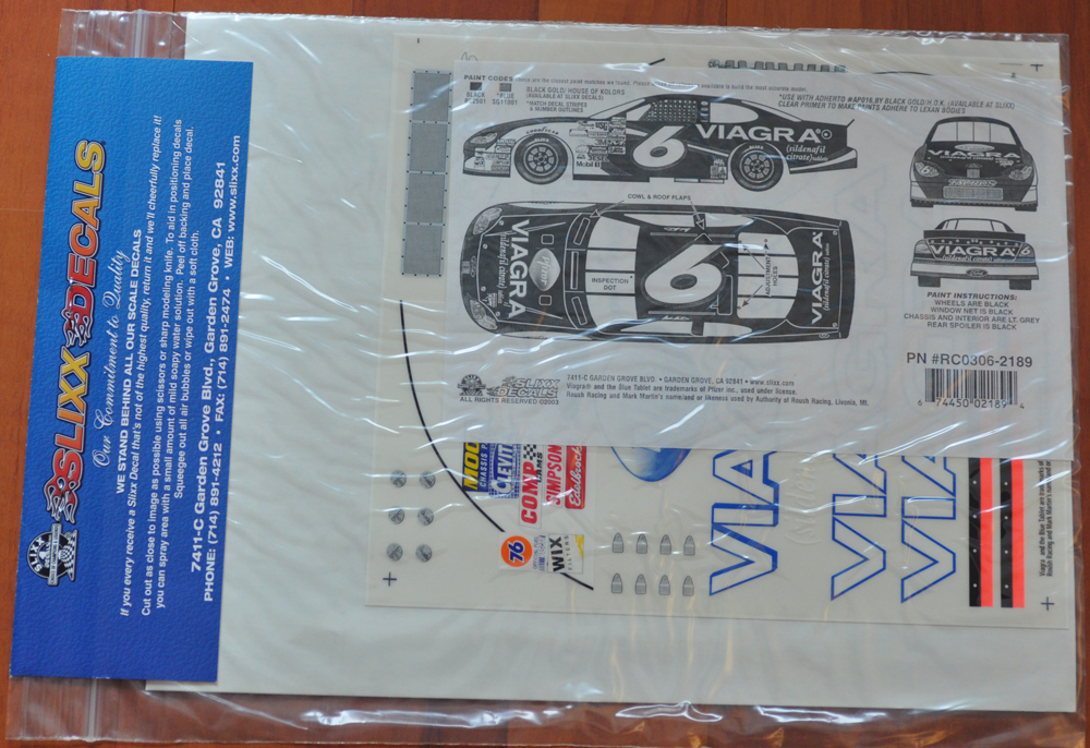 GoRC Canada. Slixx Decals Part-RC0306/2189 2003 #6 Mark Martin (Viagra)
